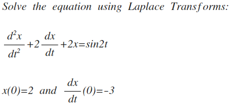 Solved Solve the equation using Laplace Transforms: d^2 | Chegg.com