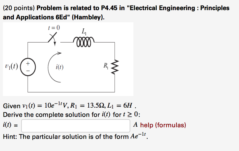 Solved Solve for the complete soultion of i(t) in terms of | Chegg.com
