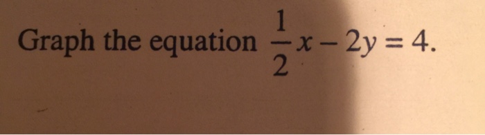 Solved Graph the equation 1/2 x - 2y - 4. | Chegg.com