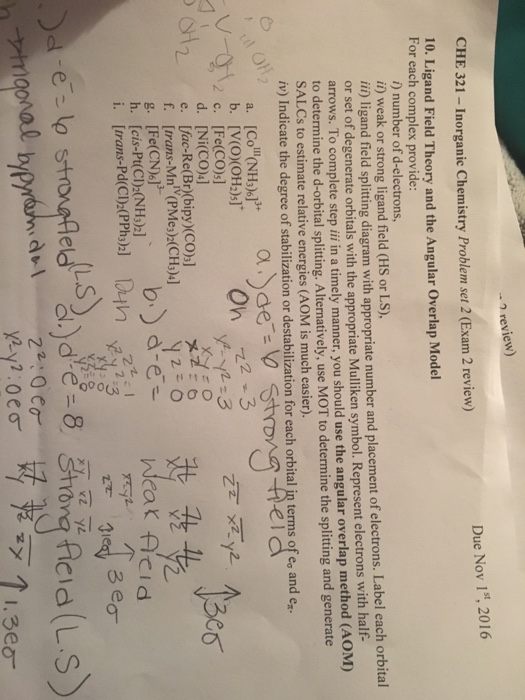 Solved Ligand Field Theory and the Angular Overlap Model | Chegg.com