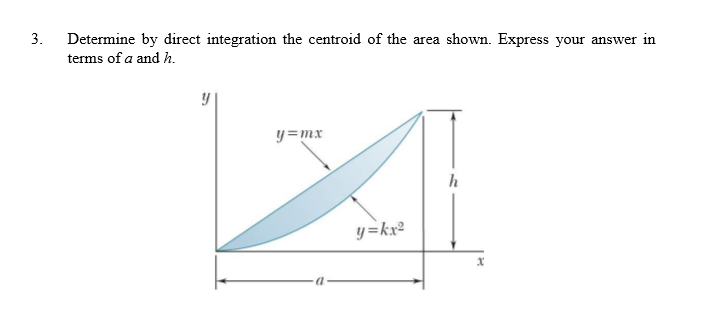 Solved Determine by direct integration the centroid of the | Chegg.com
