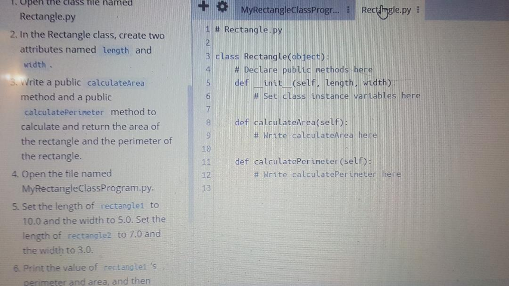 Solved pen the class tile named Rectangle.py | Chegg.com