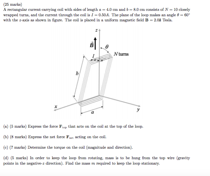 Solved A rectangular current-carrying coil with sides of | Chegg.com
