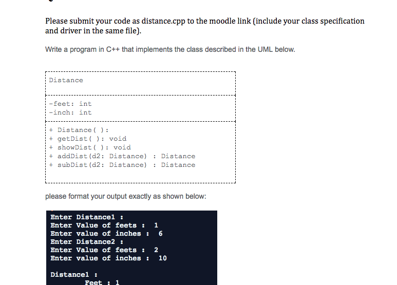 Solved Please submit your code as distance.cpp to the moodle | Chegg.com