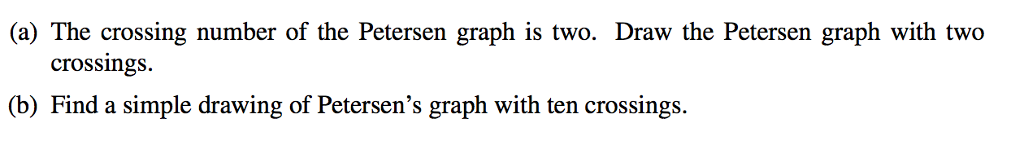 Solved The crossing number of the Petersen graph is two. | Chegg.com