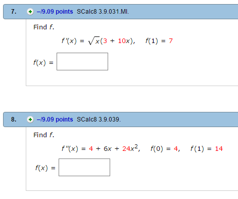 Solved Find f. f'(x) = Squareroot x (3 + 10x), f(1) = 7 | Chegg.com