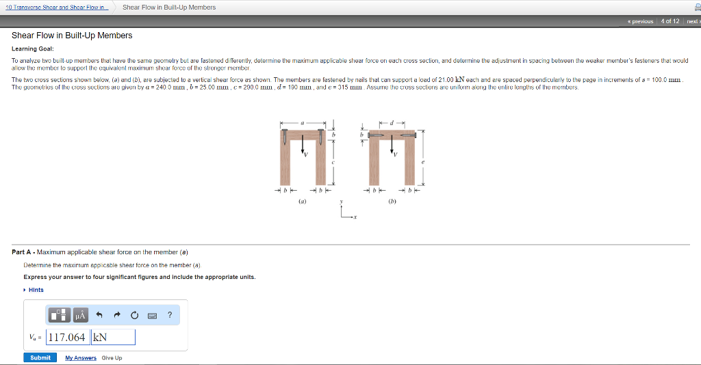 Solved Shear Flow in Built-Up Members «previuus 4ot 12 real | Chegg.com