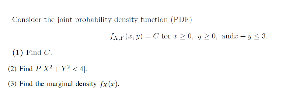 Solved Consider the joint probability density function (PDF) | Chegg.com