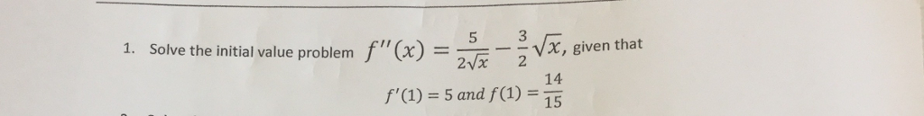 Solved Solve the initial value problem f" (x) = | Chegg.com