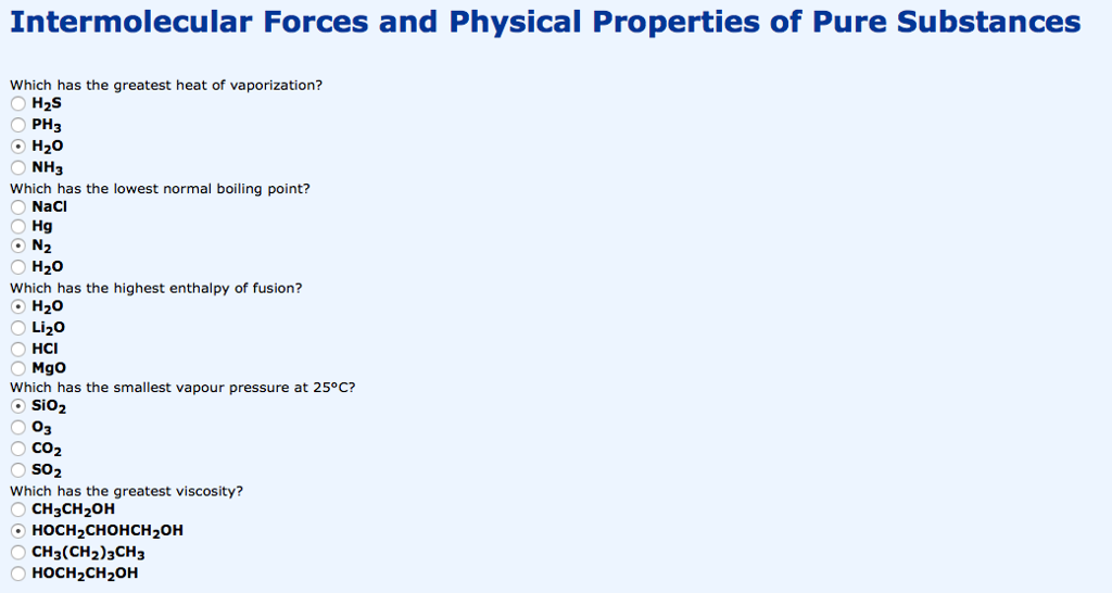 Solved Intermolecular Forces and Physical Properties of Pure | Chegg.com