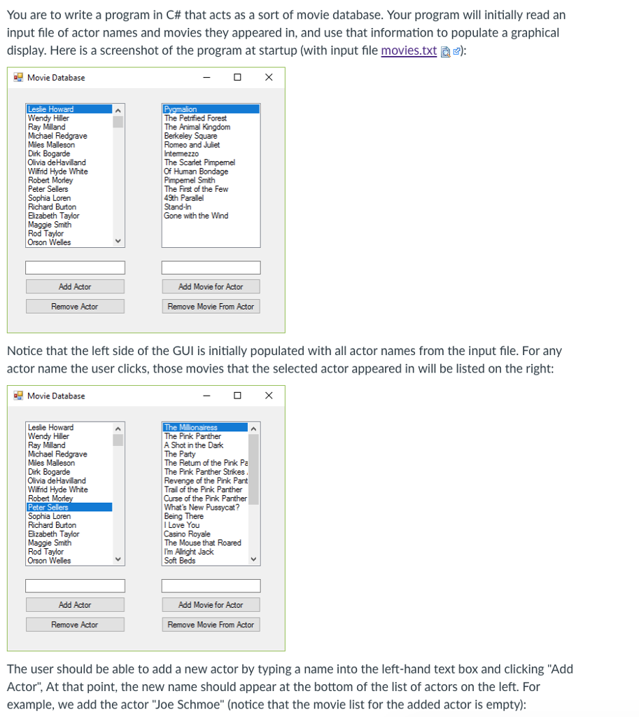 Solved Write code in C# in visual studio. | Chegg.com