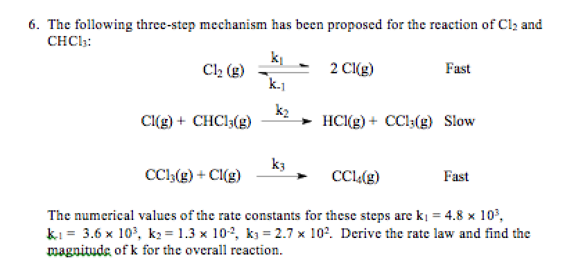 6. The following three-step mechanism has been | Chegg.com