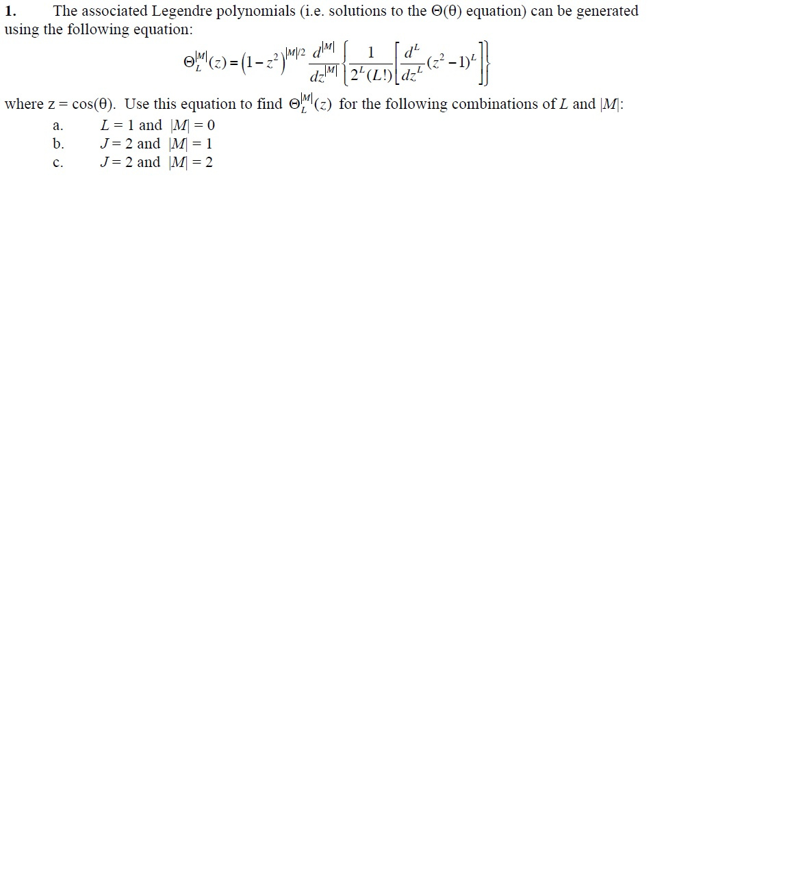 The associated Legendre polynomials (i.e. solutions | Chegg.com