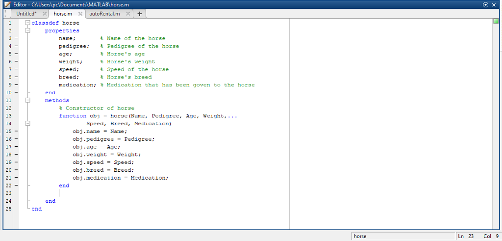 Solved Problem 1: UCD horse farm Create a class named | Chegg.com