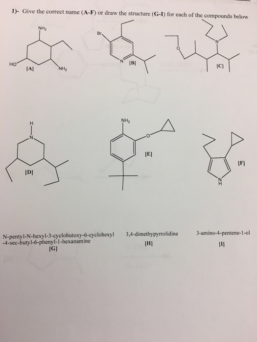 Solved Give the correct name (A-F) or draw the structure | Chegg.com