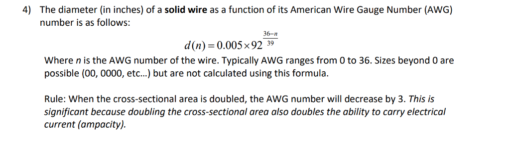 Solved 4) The diameter (in inches) of a solid wire as a | Chegg.com