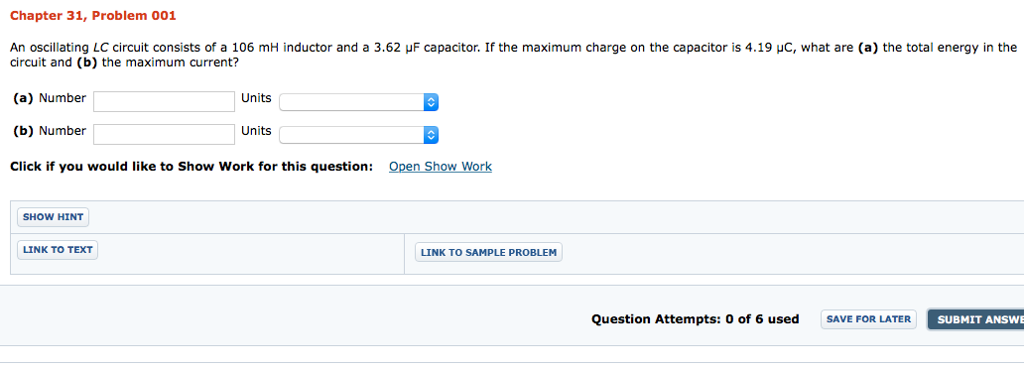 Solved Chapter 31, Problem 001 An oscillating LC circuit | Chegg.com