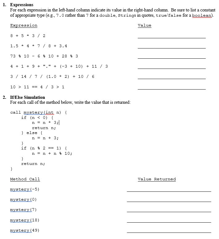 For each expression in the left-hand column indicate | Chegg.com