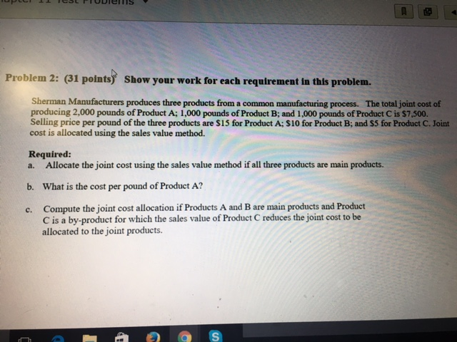 Solved Chambers Company produces only two products and | Chegg.com