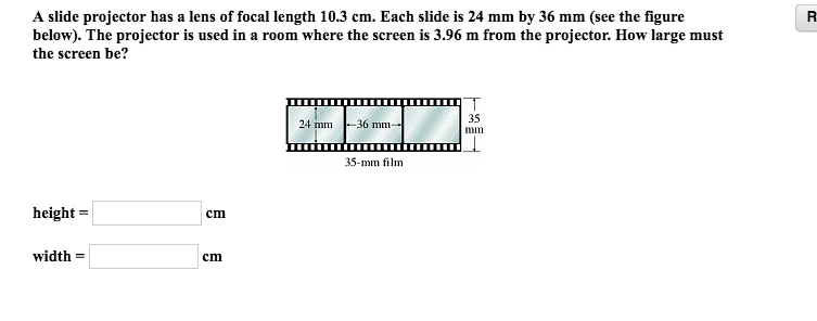 Solved A slide projector has a lens of focal length 10.3 cm. | Chegg.com