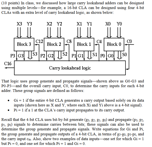 Solved In class, we discussed how large carry lookahead | Chegg.com
