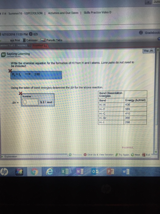 Solved Write the chemical equation for the formation of HI | Chegg.com
