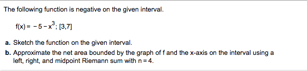 Solved The following function is negative on the given | Chegg.com