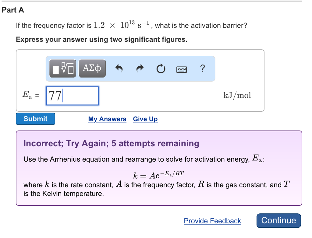 Solved The rate constant of a reaction at 33 ∘C was measured | Chegg.com