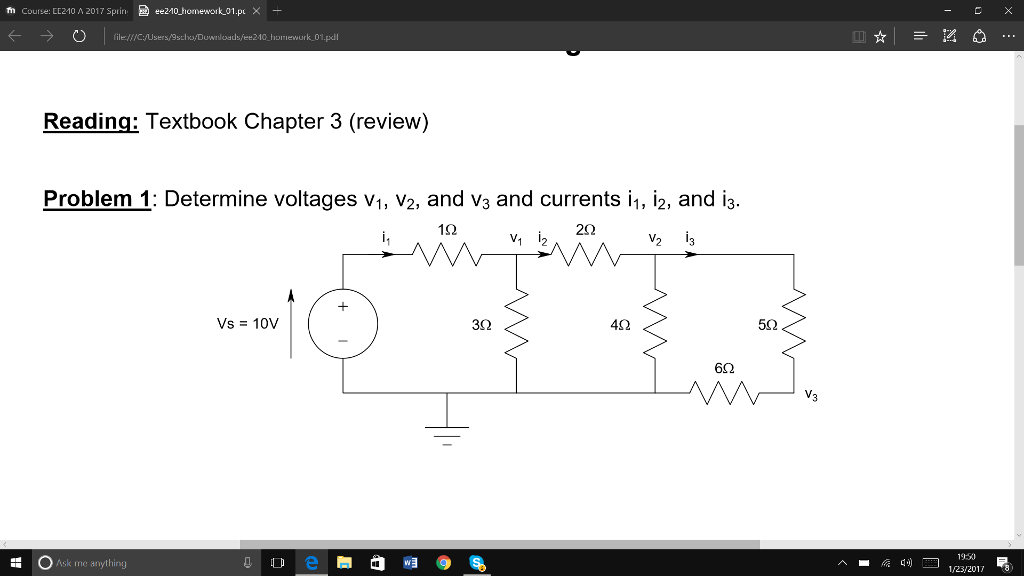 Solved: Textbook Chapter 3 (review) Determine Voltages V_1... | Chegg.com