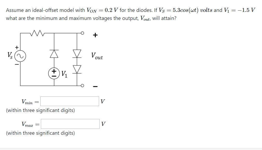 Solved Assume an ideal-offset model with VO0.2 V for the | Chegg.com