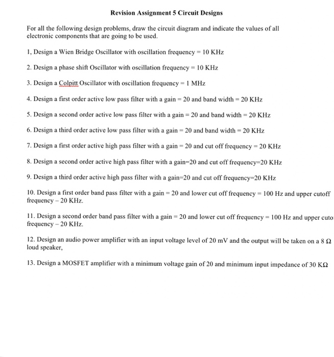 Solved For all the following design problems, draw the | Chegg.com