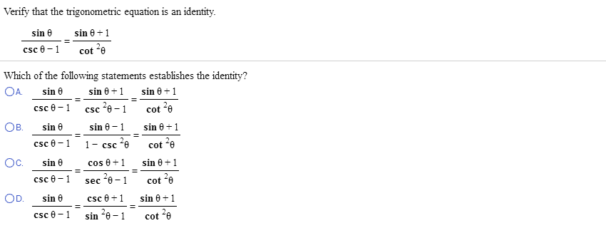 Solved Verify that the trigonometric equation is an | Chegg.com Solved Verify that the trigonometric equation is an | Chegg.com