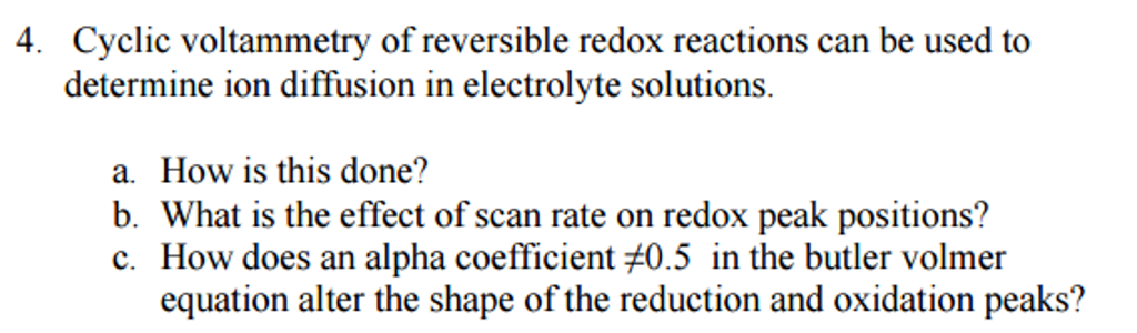 Cyclic voltammetry of reversible redox reactions can | Chegg.com