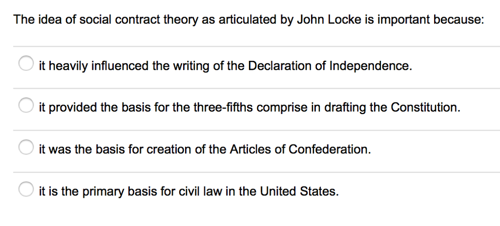 Solved The idea of social contract theory as articulated by | Chegg.com