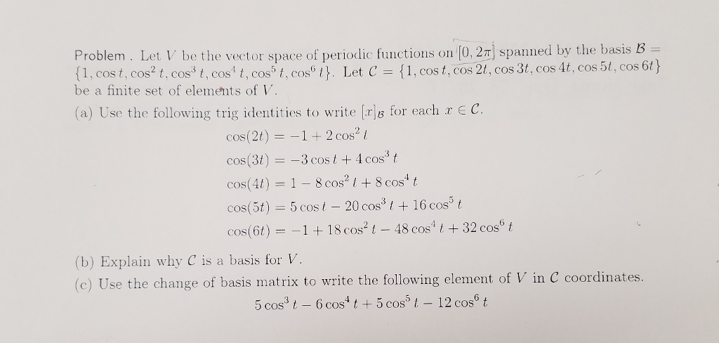 Solved Let V be the vector space of periodic functions on | Chegg.com