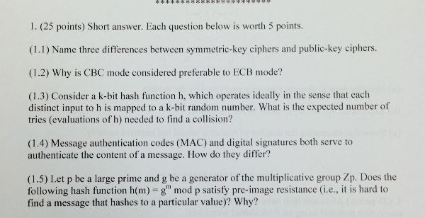 Solved Name three differences between symmetric-key ciphers | Chegg.com
