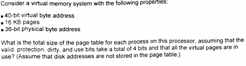 Solved Consider a virtual memory system with the following | Chegg.com