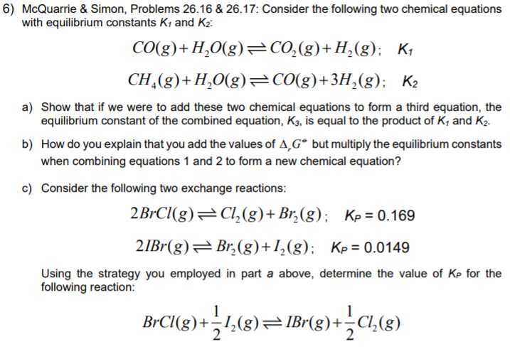 Solved 6) McQuarrie & Simon, Problems 26.16 & 26.17: | Chegg.com