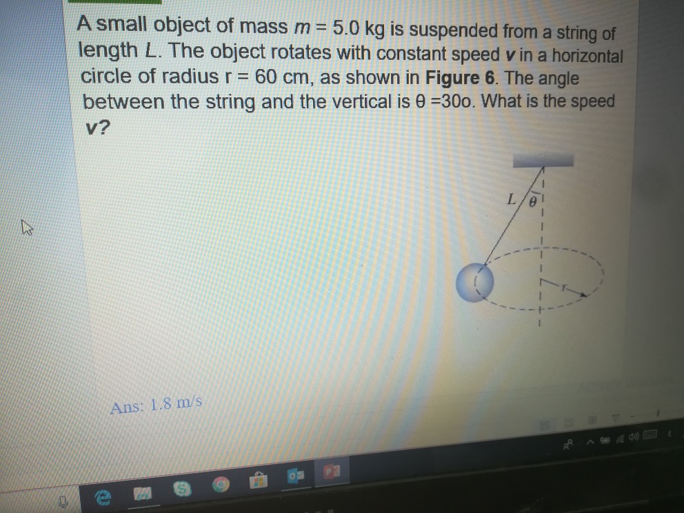 Solved A small object of mass m -5.0 kg is suspended from a | Chegg.com
