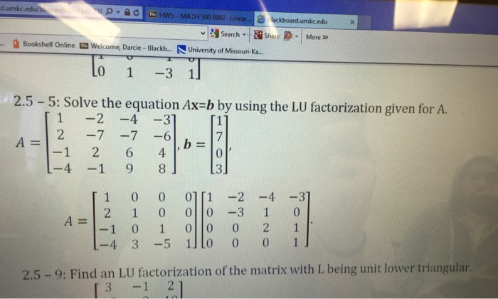Solved Solve The Equation Ax B By Using The Lu
