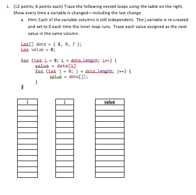 Solved 1. (12 points; 6 paints each) Trace the following | Chegg.com Solved 1. (12 points; 6 paints each) Trace the following | Chegg.com