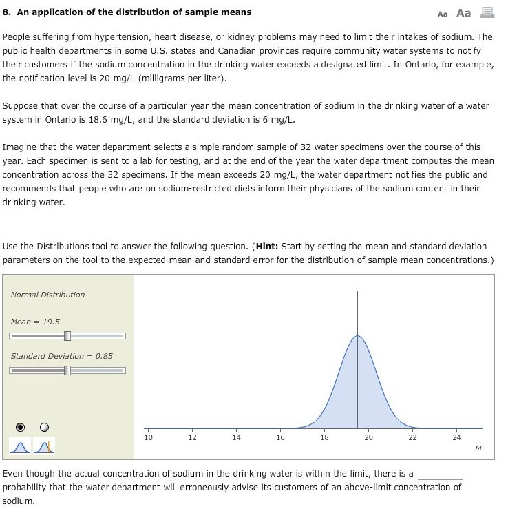 Solved 8. An application of the distribution of sample means | Chegg.com