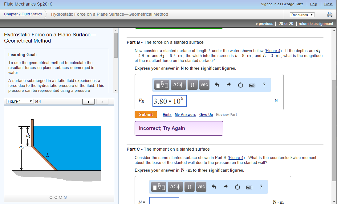 Hydrostatic Force on a Plane Surface Geometrical | Chegg.com