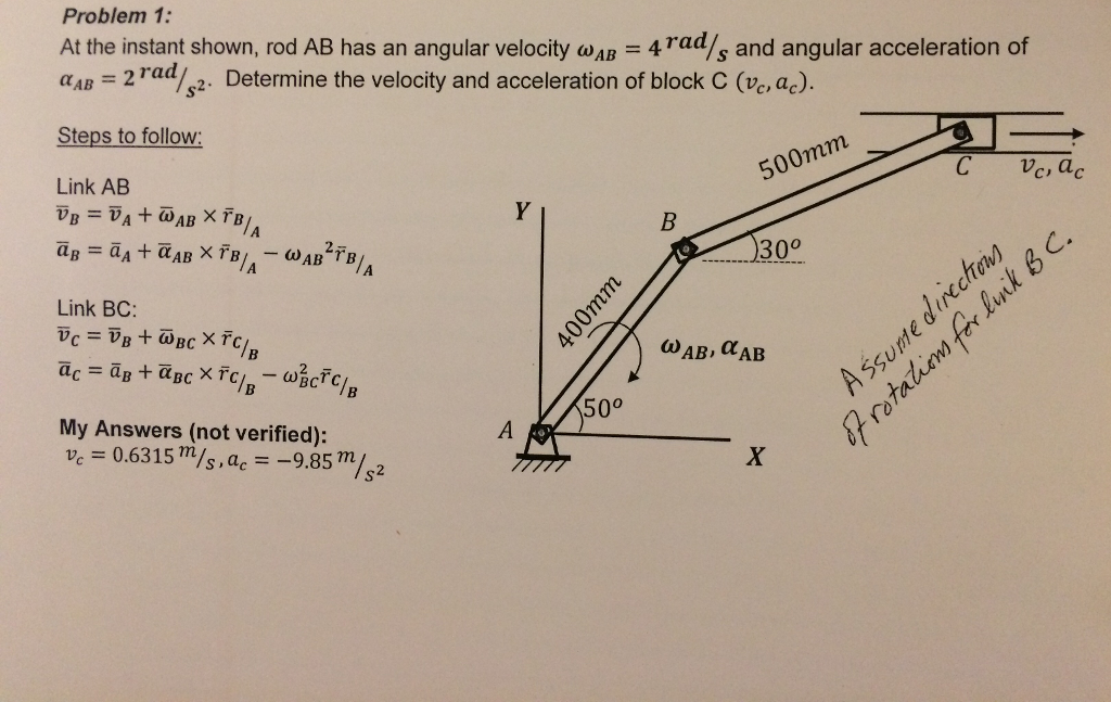 Solved At the instant shown, rod AB has an angular velocity | Chegg.com
