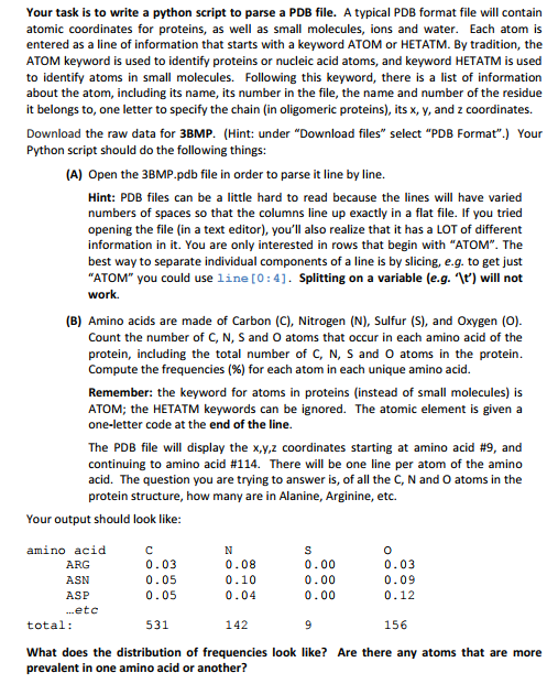 Your task is to write a python script to parse a PDB | Chegg.com