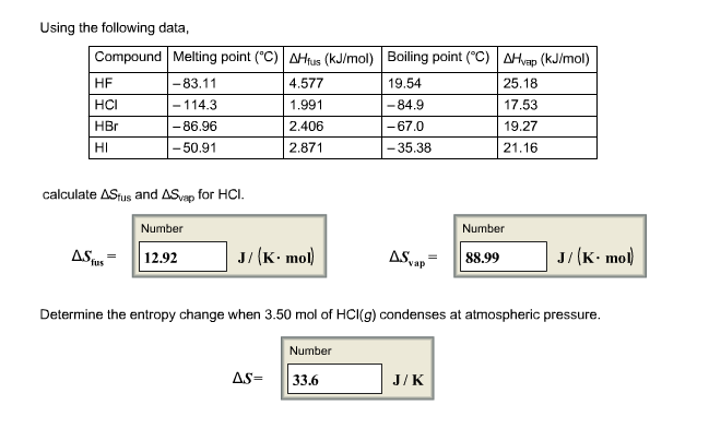Solved Using the following data, calculate Delta S_fus and | Chegg.com