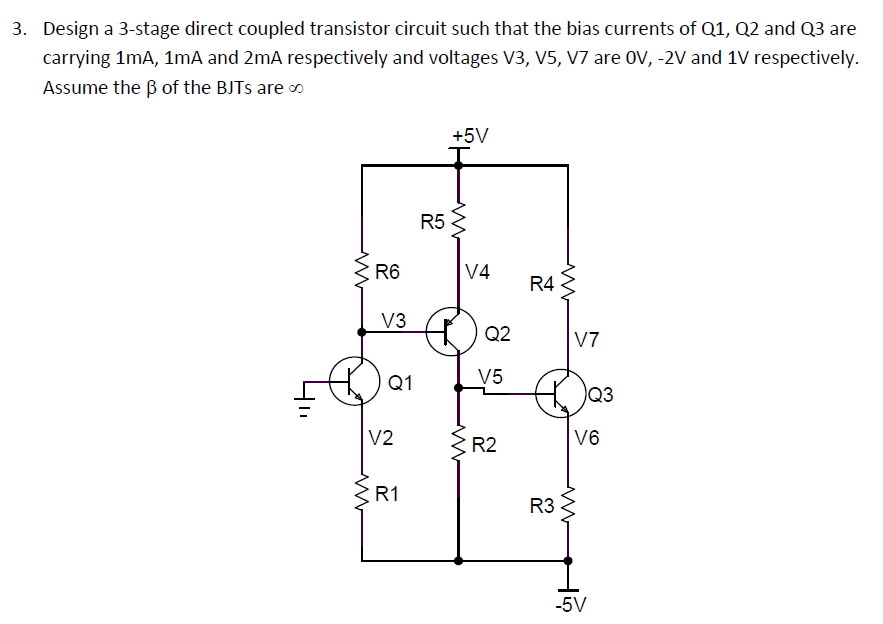 Solved Design a 3-stage direct coupled transistor circuit | Chegg.com