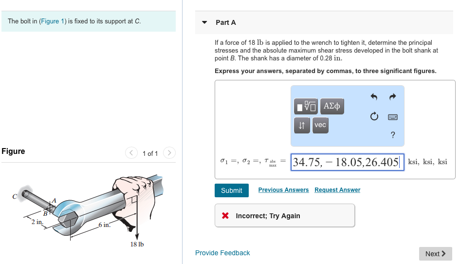 Solved The bolt in (Figure 1) is fixed to its support at C | Chegg.com