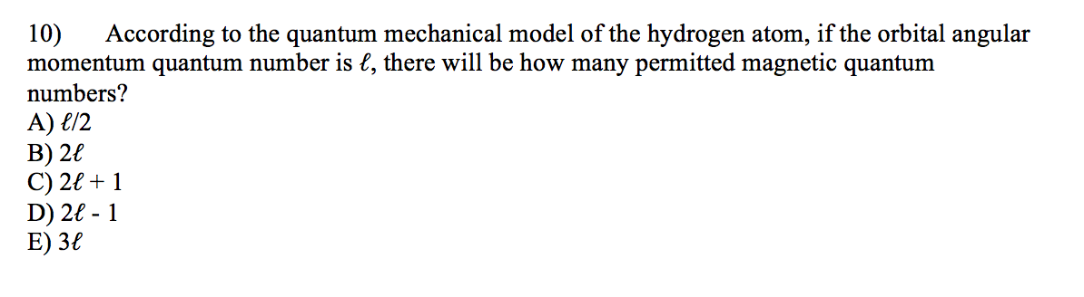 Solved According to the quantum mechanical model of the | Chegg.com