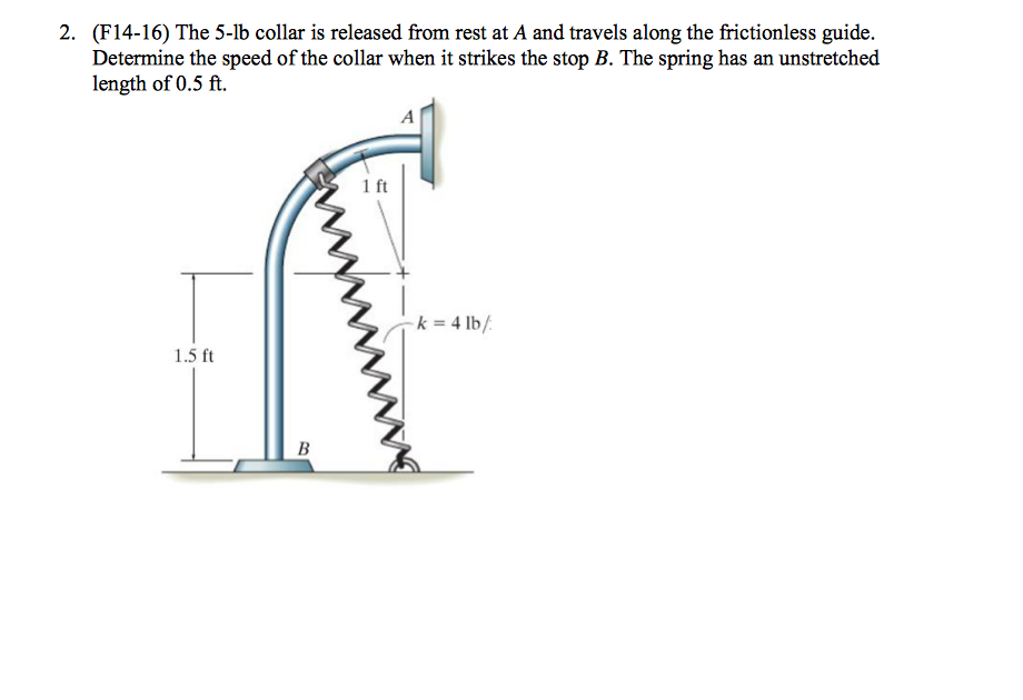 Solved 2. (F14-16) The 5-lb collar is released from rest at | Chegg.com